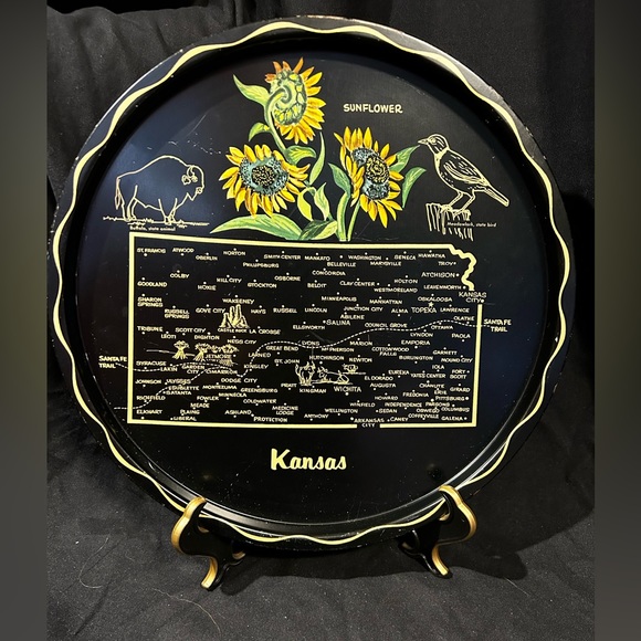 Accents | Vintage Kansas State Souvenir Collectible Metal Traymap ...